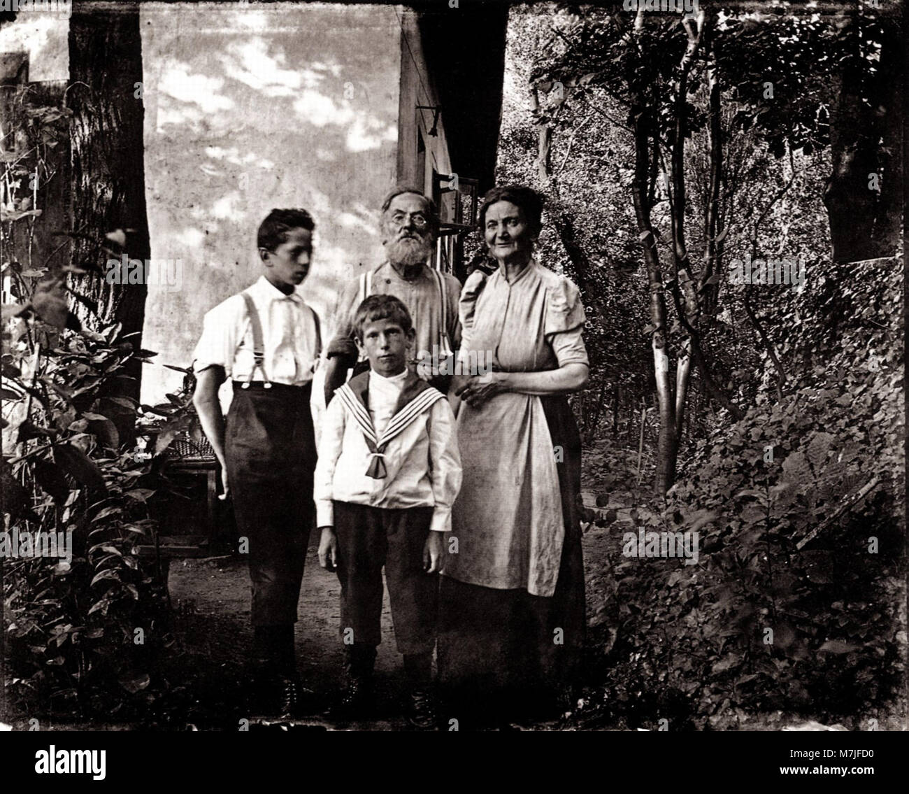 A photograph by Heinrich Zille showing his family, including his ...