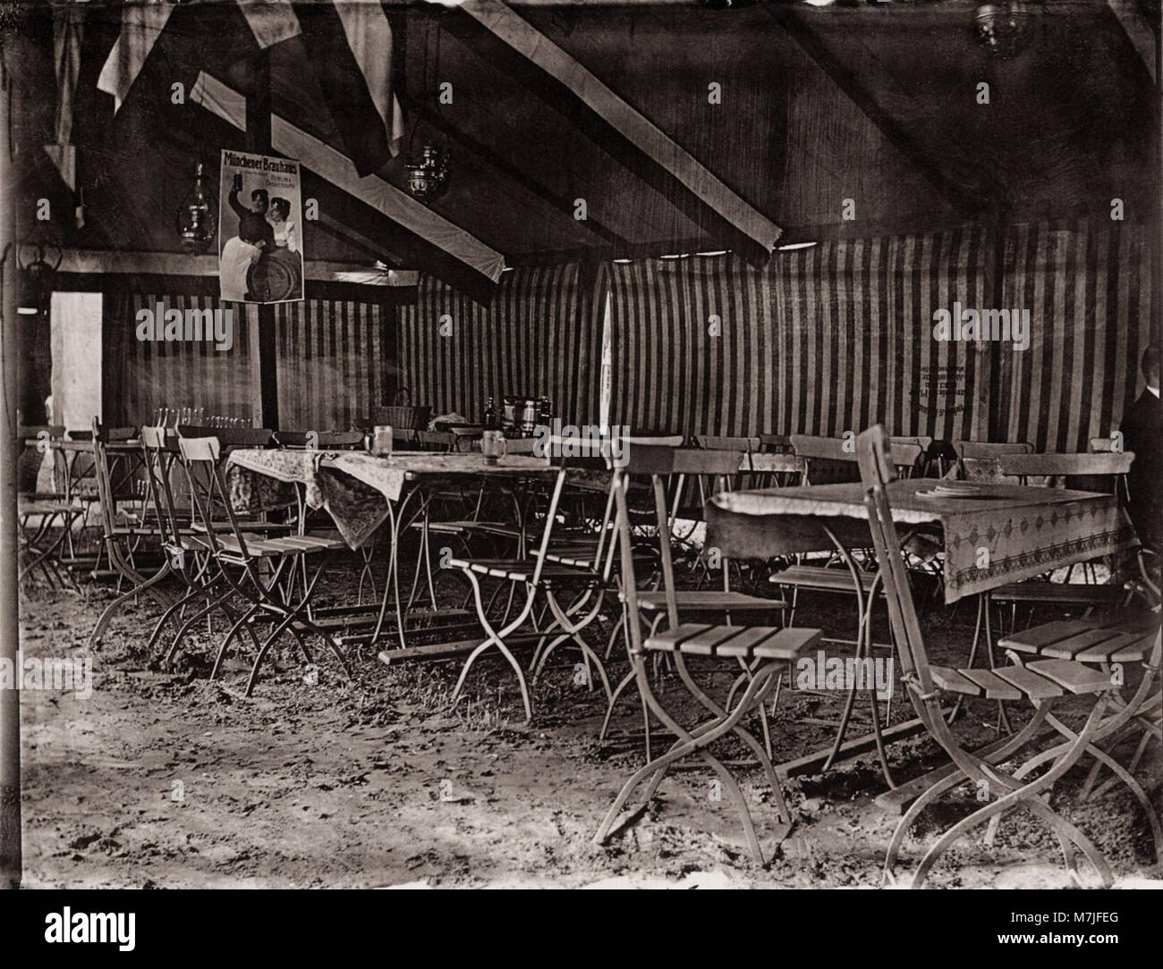 This photograph by Heinrich Zille, titled 'Rummel, leeres Bierzelt ...