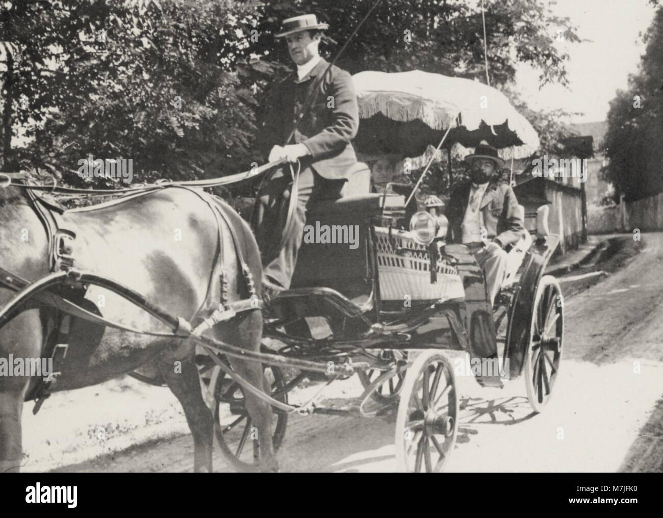 A photograph of the French composer Alfred Bruneau and his coachman ...