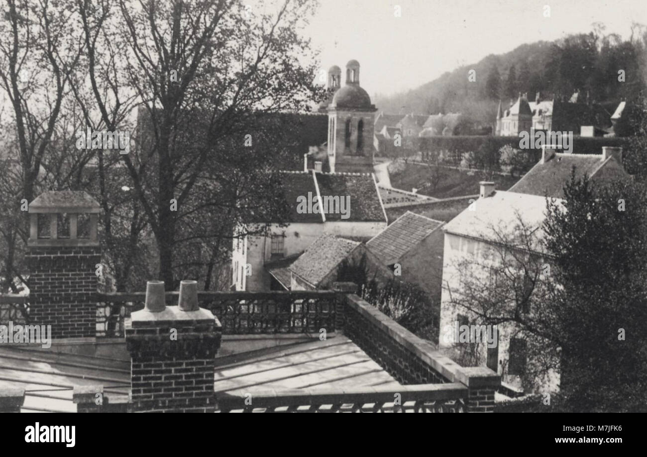 Zola, Francois Emile - Blick auf Médan von der Terrasse der Zolas aus ...