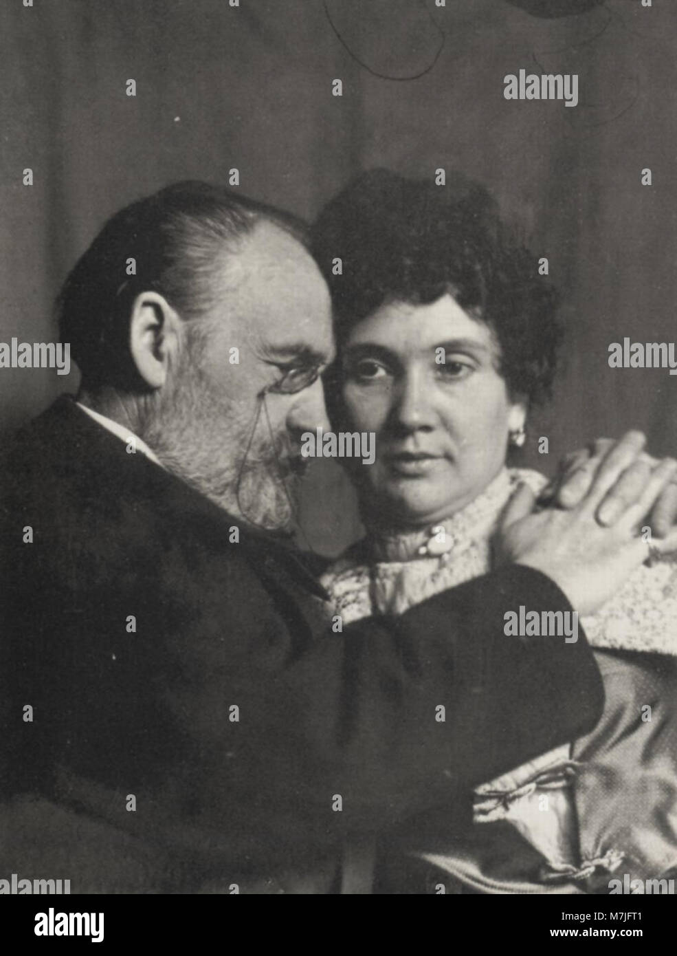 This photograph features the French writer Emile Zola with Jeanne ...