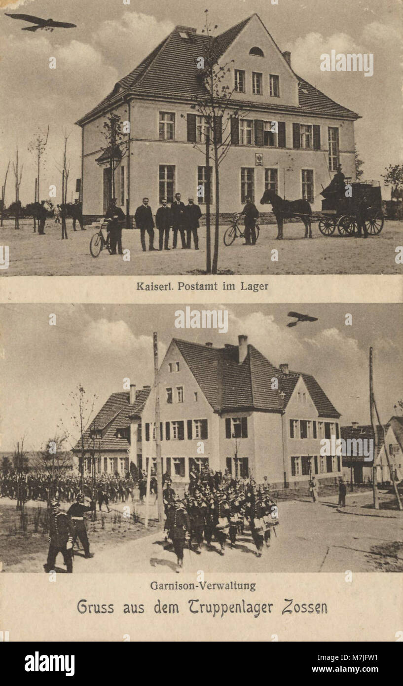 A postcard showing the post office in the military camp at Zossen ...