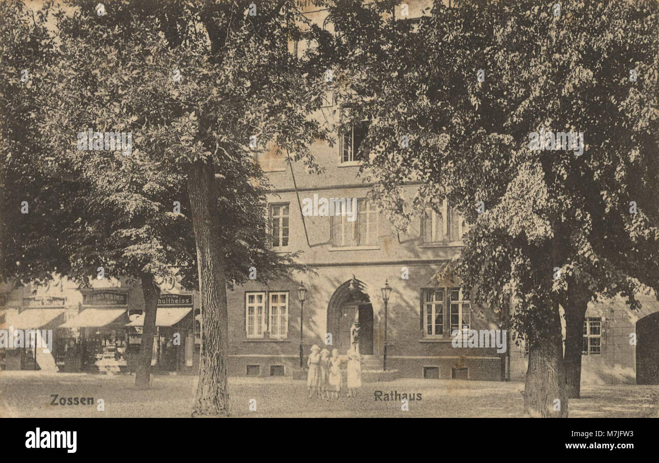 A vintage postcard of the Rathaus (town hall) in Zossen, Brandenburg ...