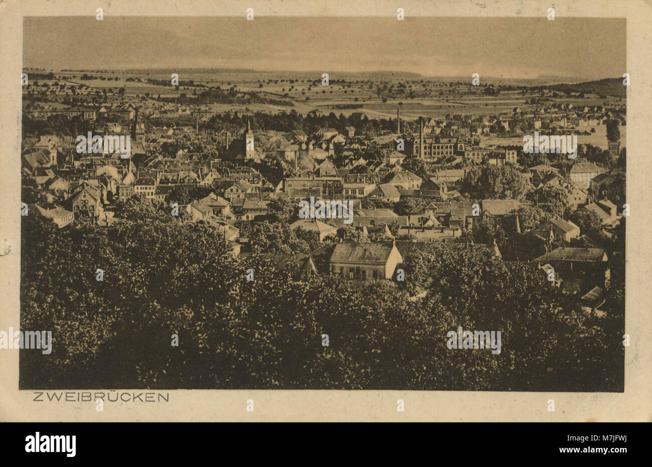 A vintage postcard depicting a city view of Zweibrücken in Rheinland ...