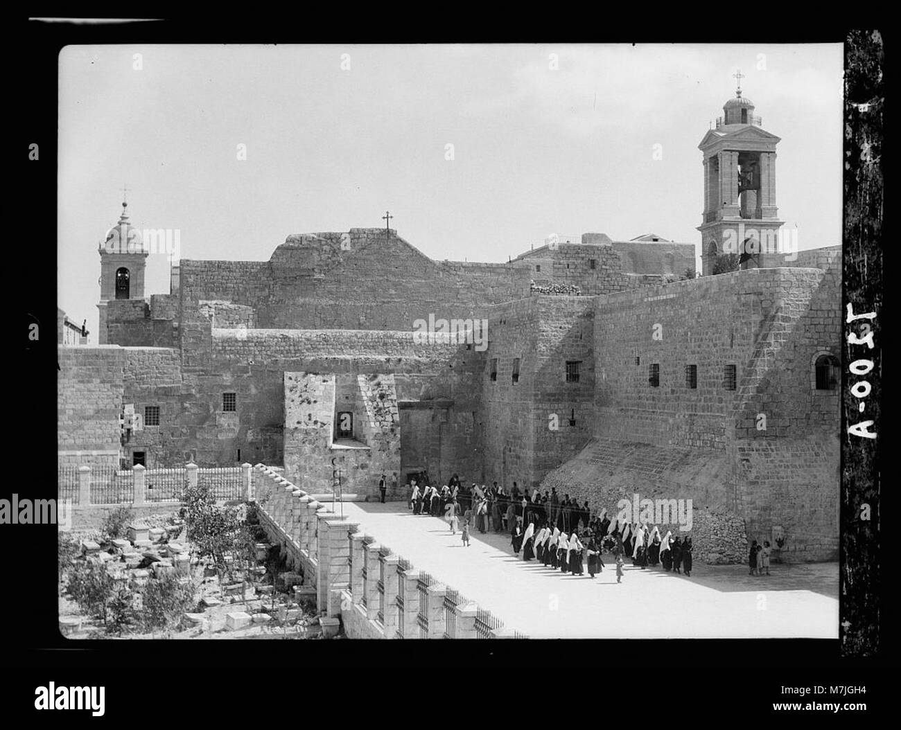 A historical photograph of the Church of the Nativity in Bethlehem ...