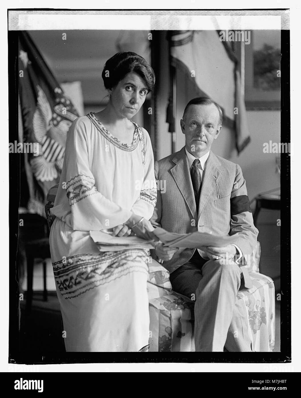 A photograph of President Calvin Coolidge and his wife, taken on August ...