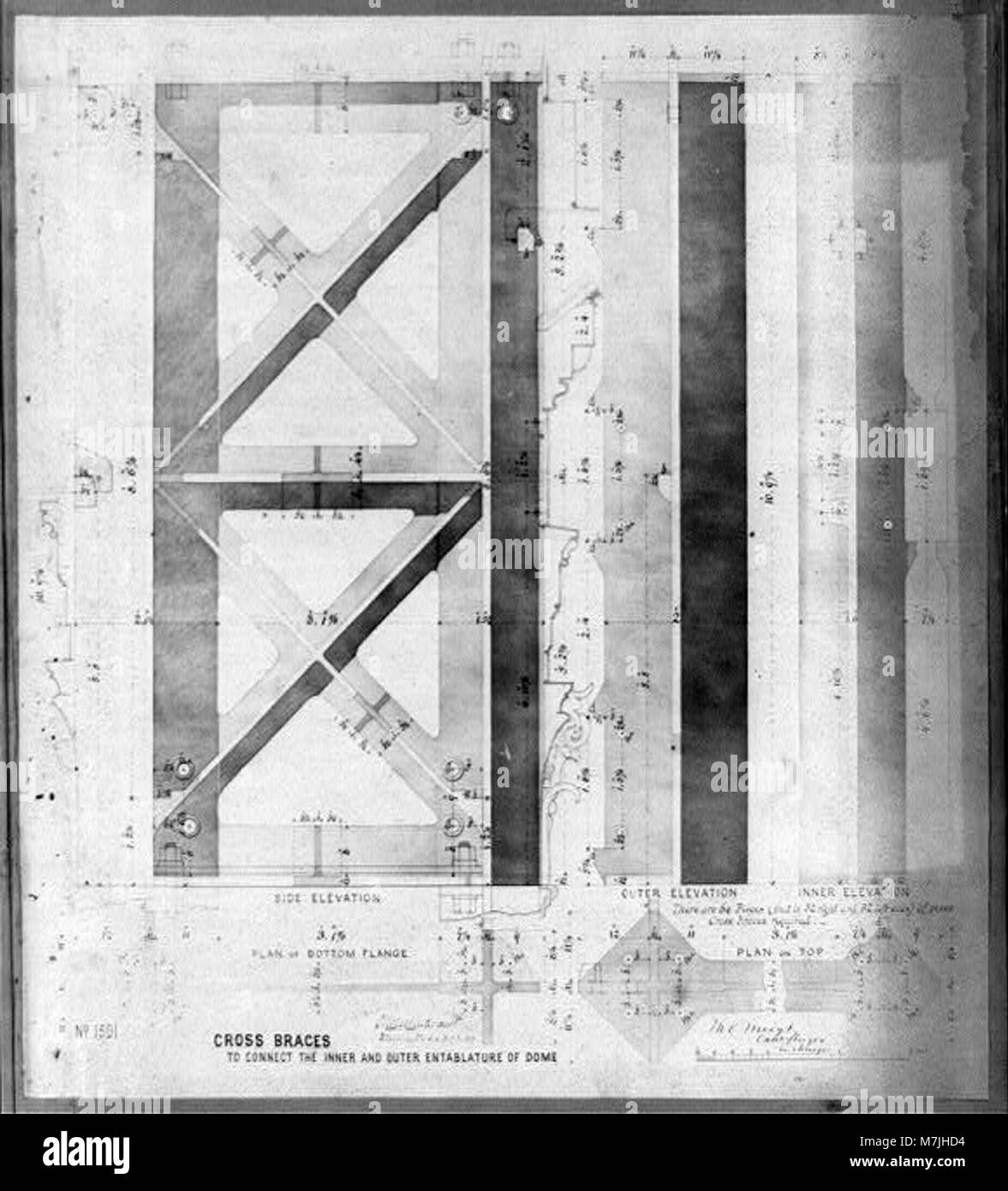A technical illustration showing the cross braces used to connect the ...