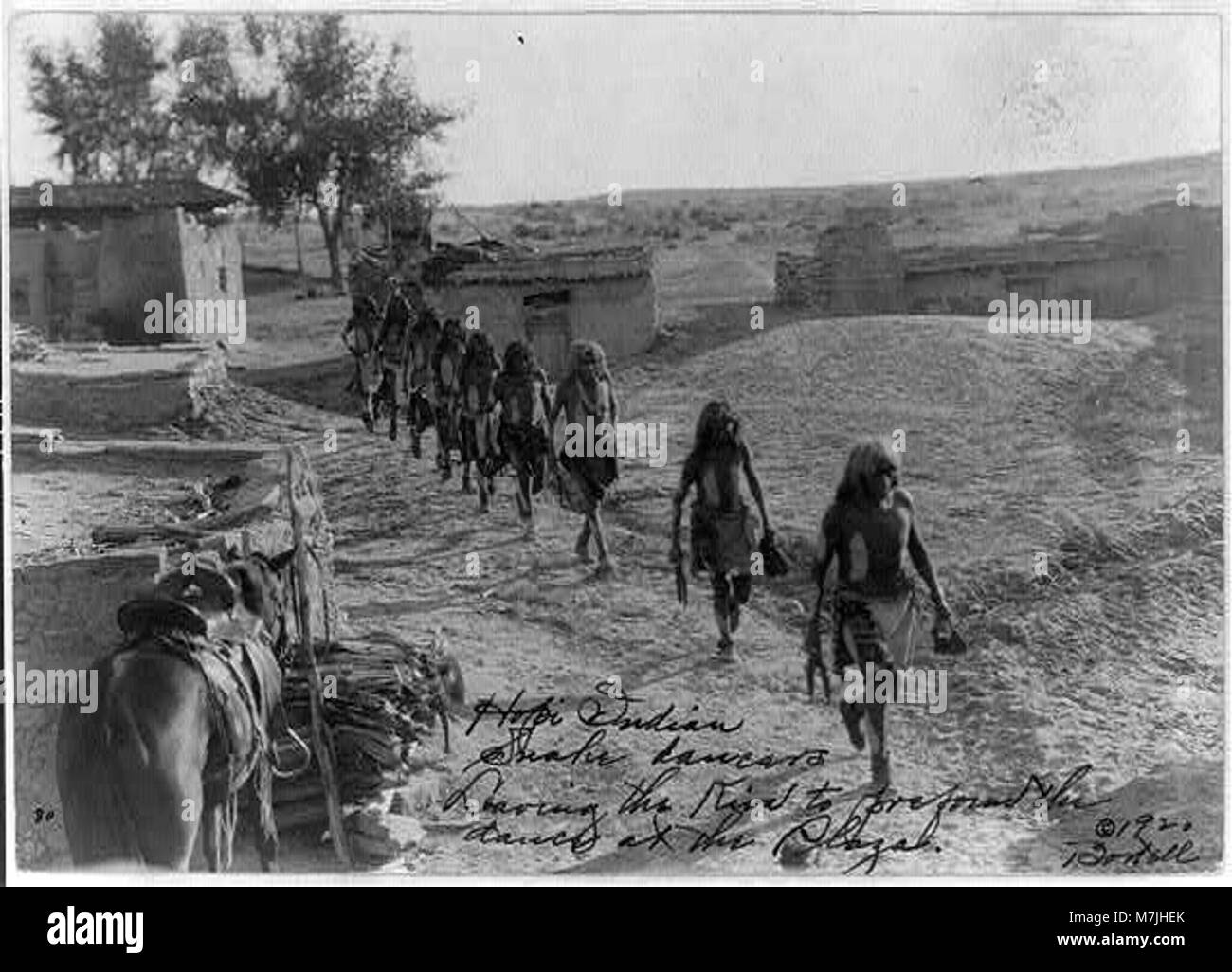 Hopi Indian snake dancers leaving the kiva to perform the dance at the ...