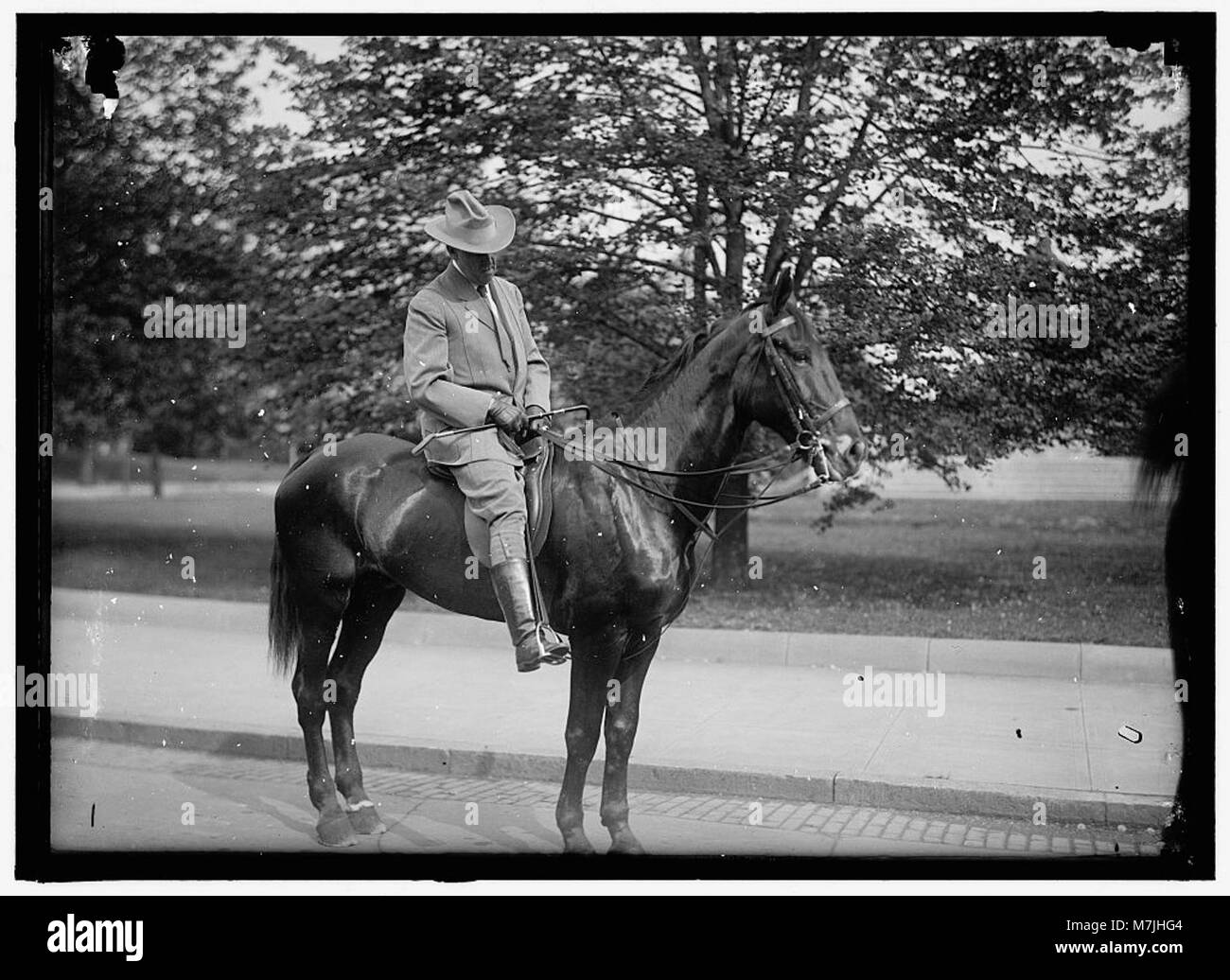 Frederic Adrian Delano, a prominent figure, is pictured at a riding and ...