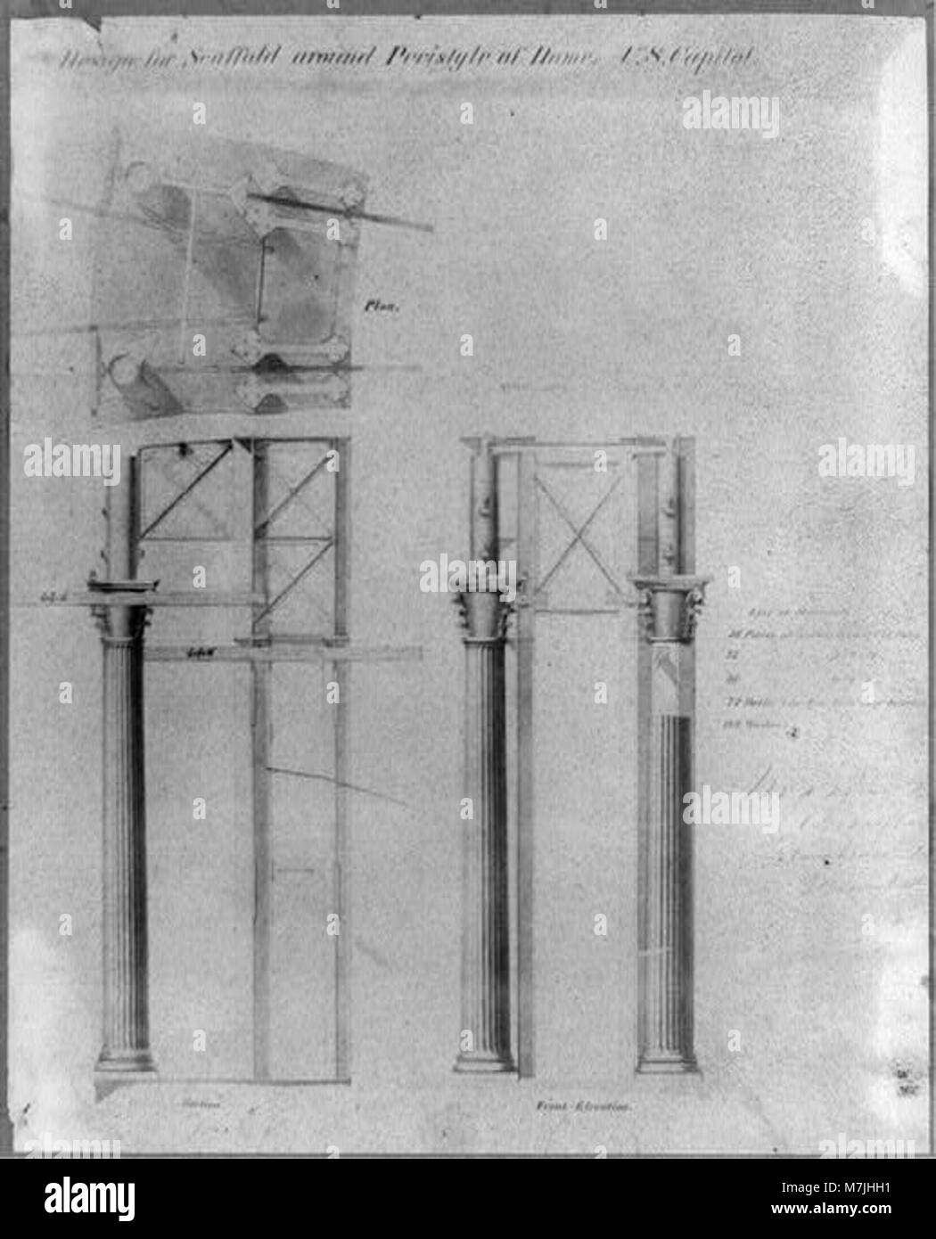 A design drawing showcasing a scaffold built around the peristyle of a ...
