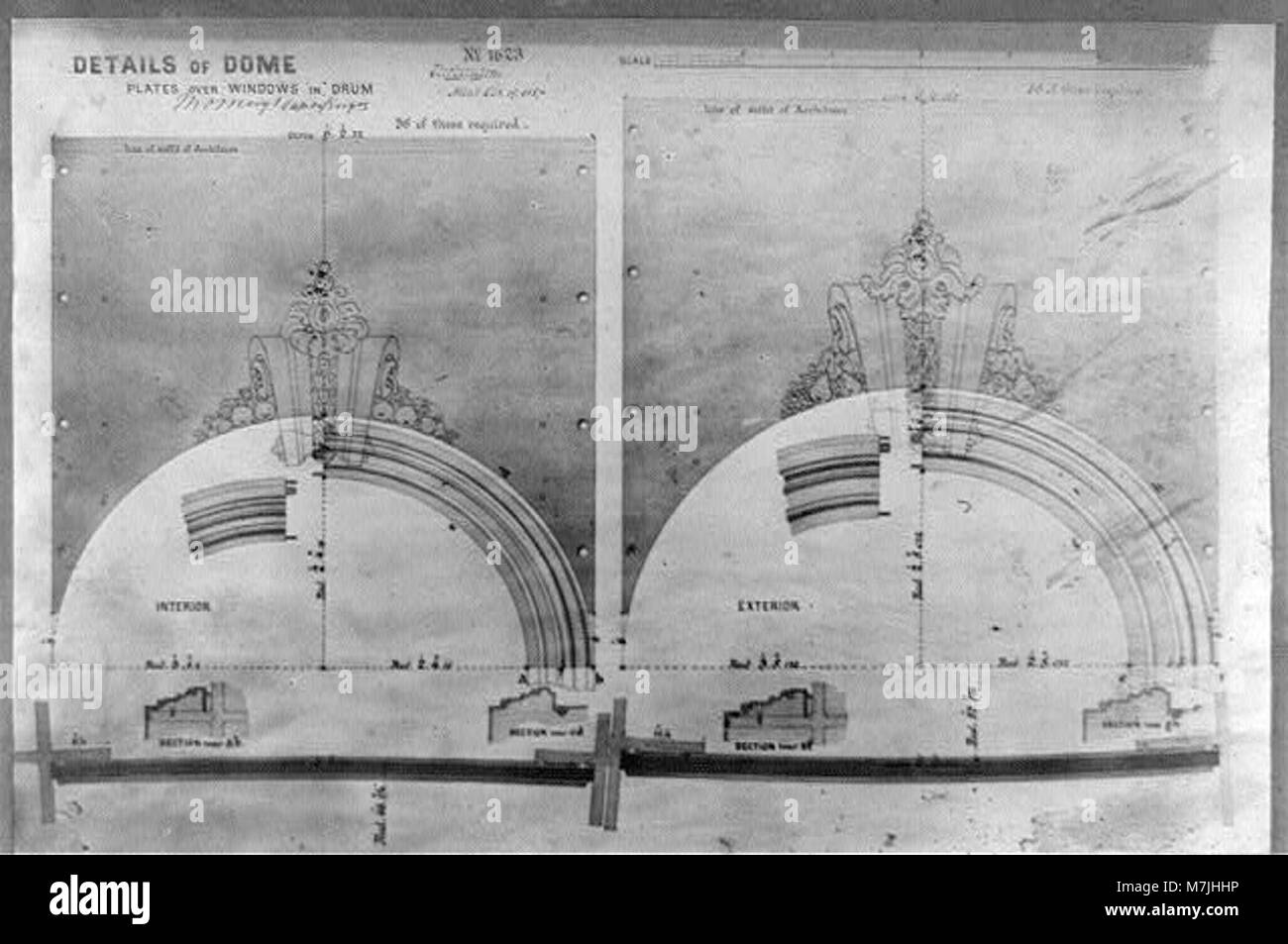 This image provides detailed views of a dome with plates over windows ...