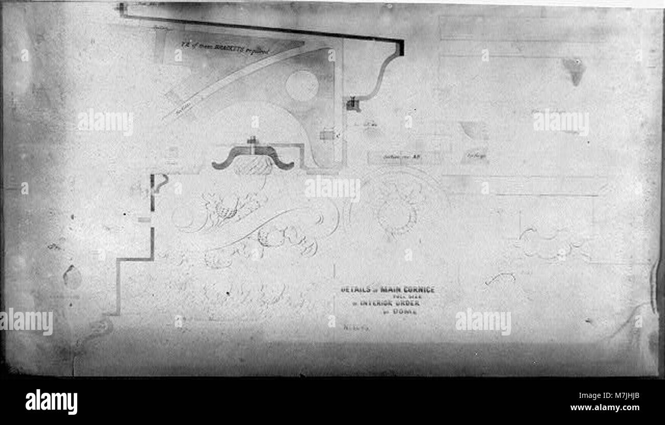 This photograph details the main cornice and interior order of a dome ...