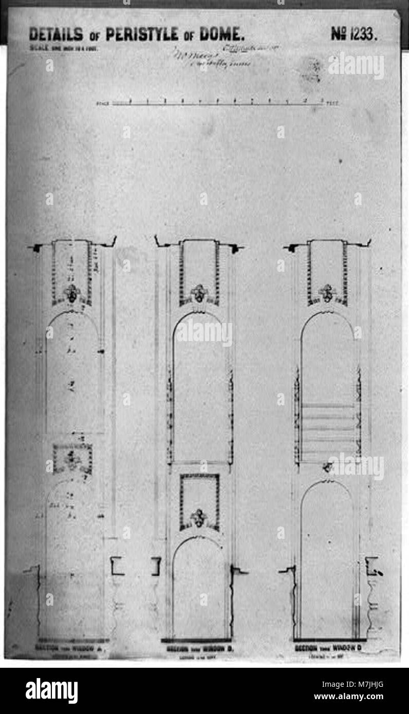 A photograph highlighting the architectural details of the peristyle ...