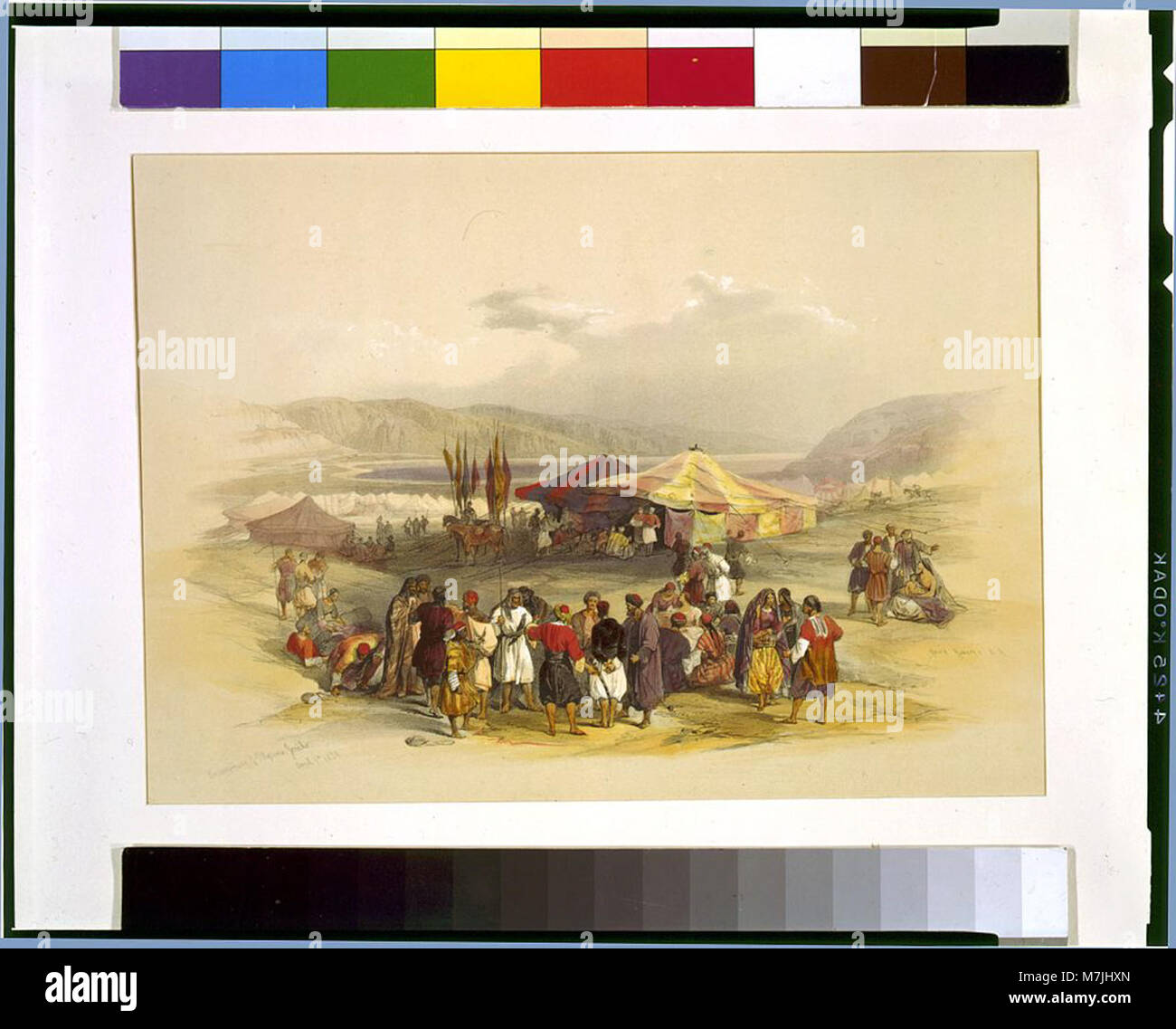 The encampment of pilgrims near Jericho on April 1st, 1839, depicts a ...