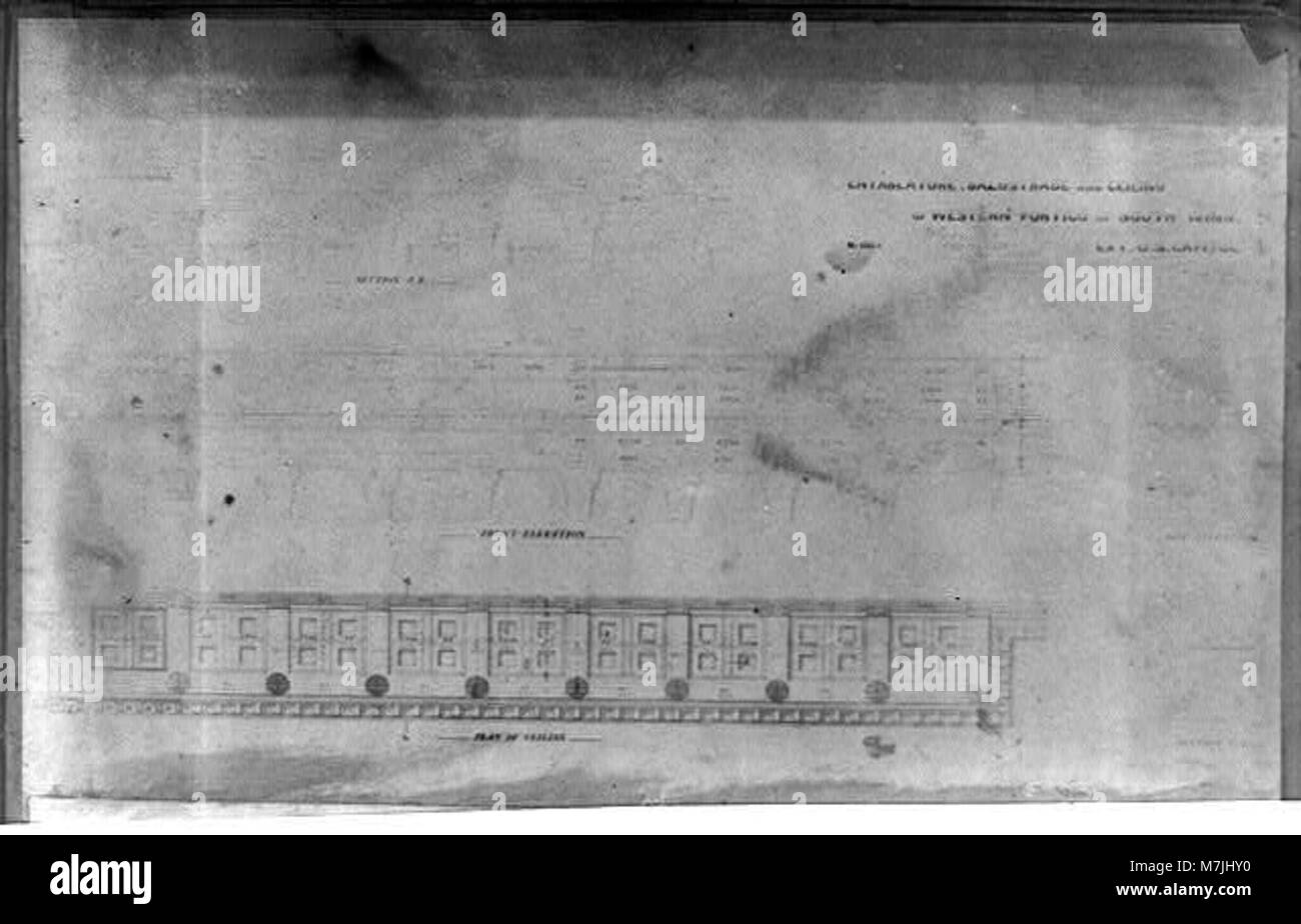 The entablature, balustrade, and ceiling of the western portico of the ...