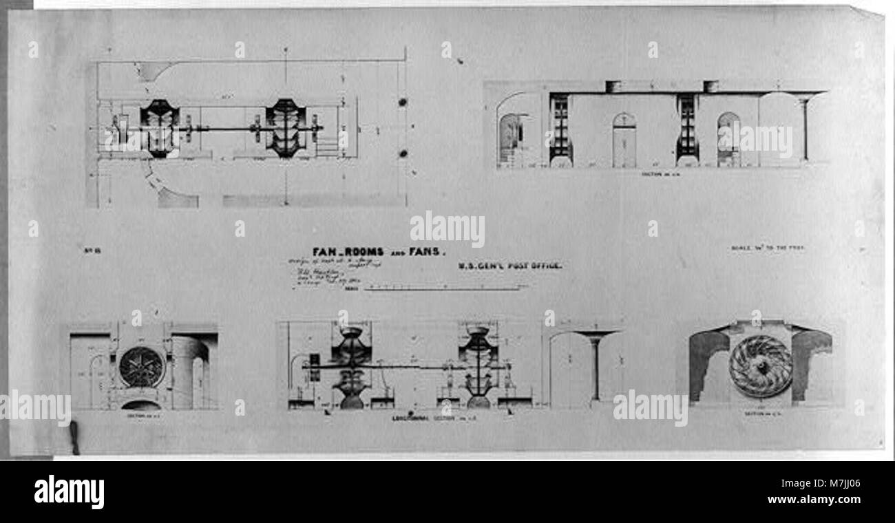This photograph shows fan rooms and ceiling fans in the U.S. General ...