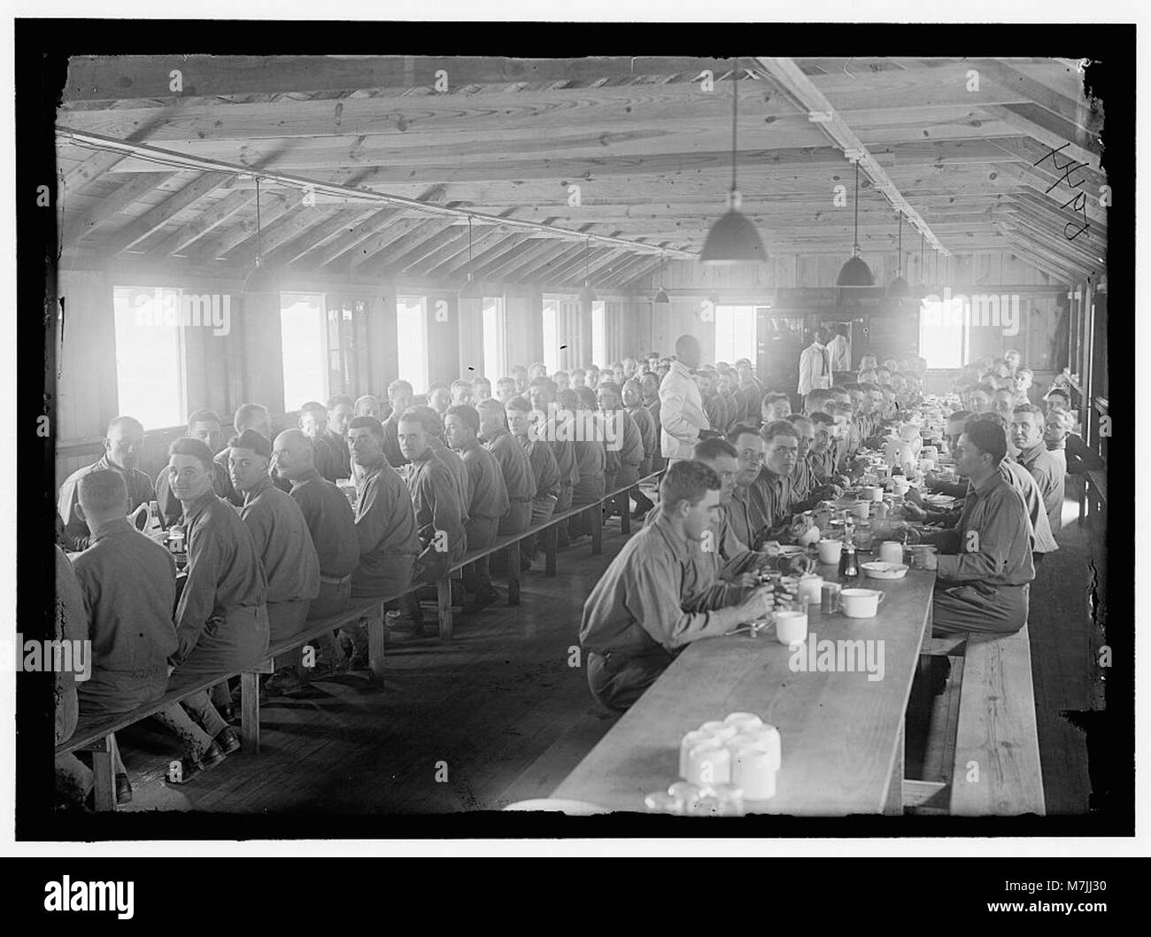 A historical photograph of the officers' training camp mess at Fort ...