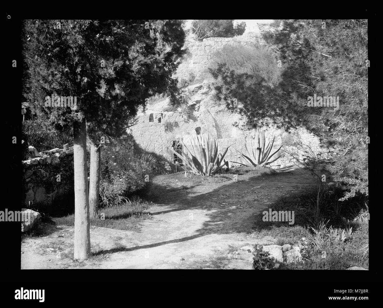 A photograph of the Garden Tomb and Gordon's Calvary in Jerusalem ...