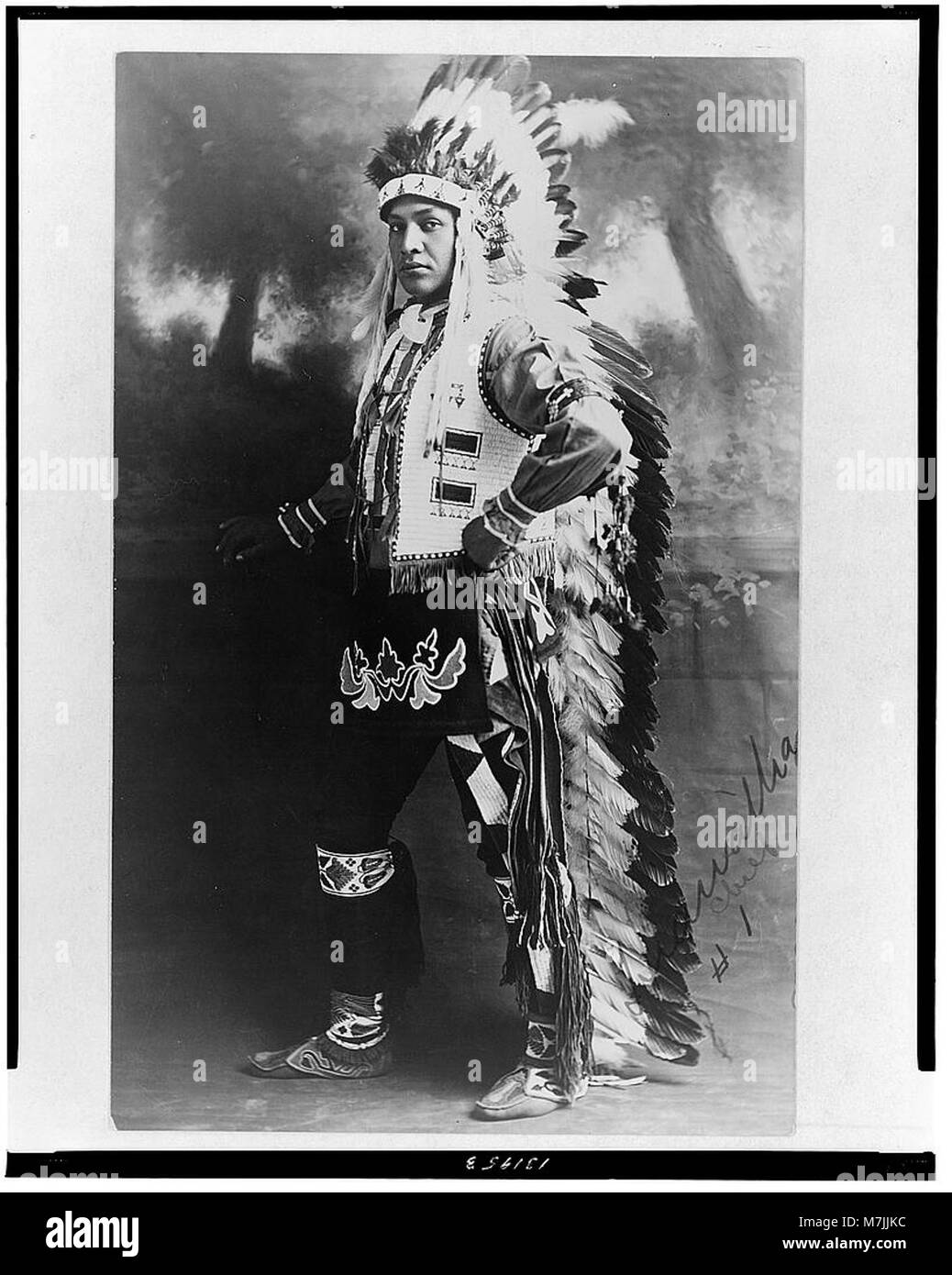 A portrait or representation of Hiawatha, a prominent Native American ...