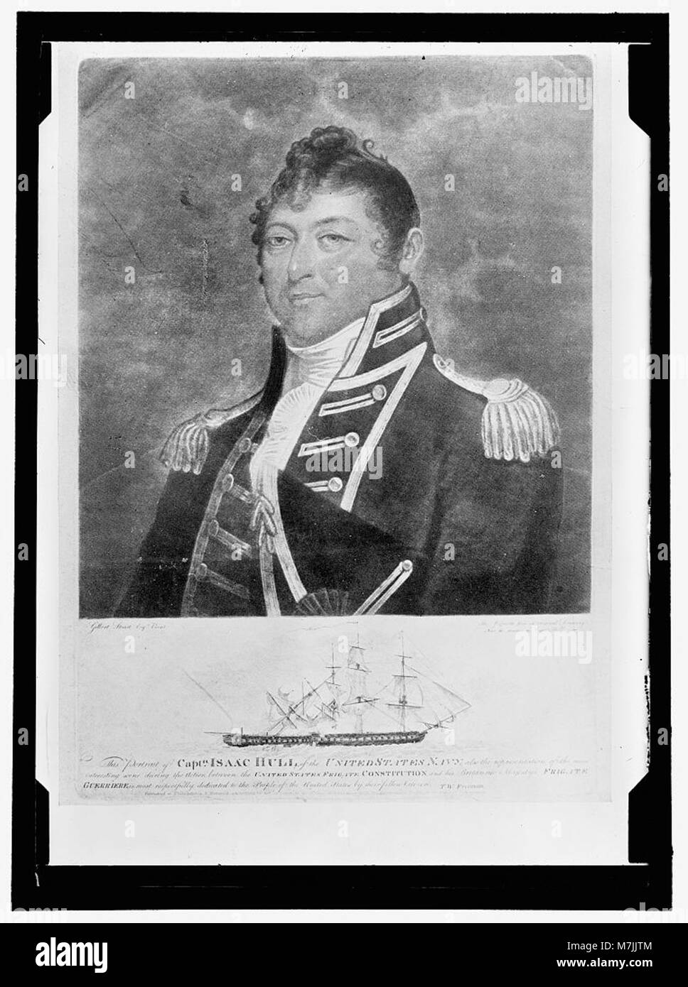 A historical portrait of Captain Isaac Hull, a prominent U.S. Navy ...