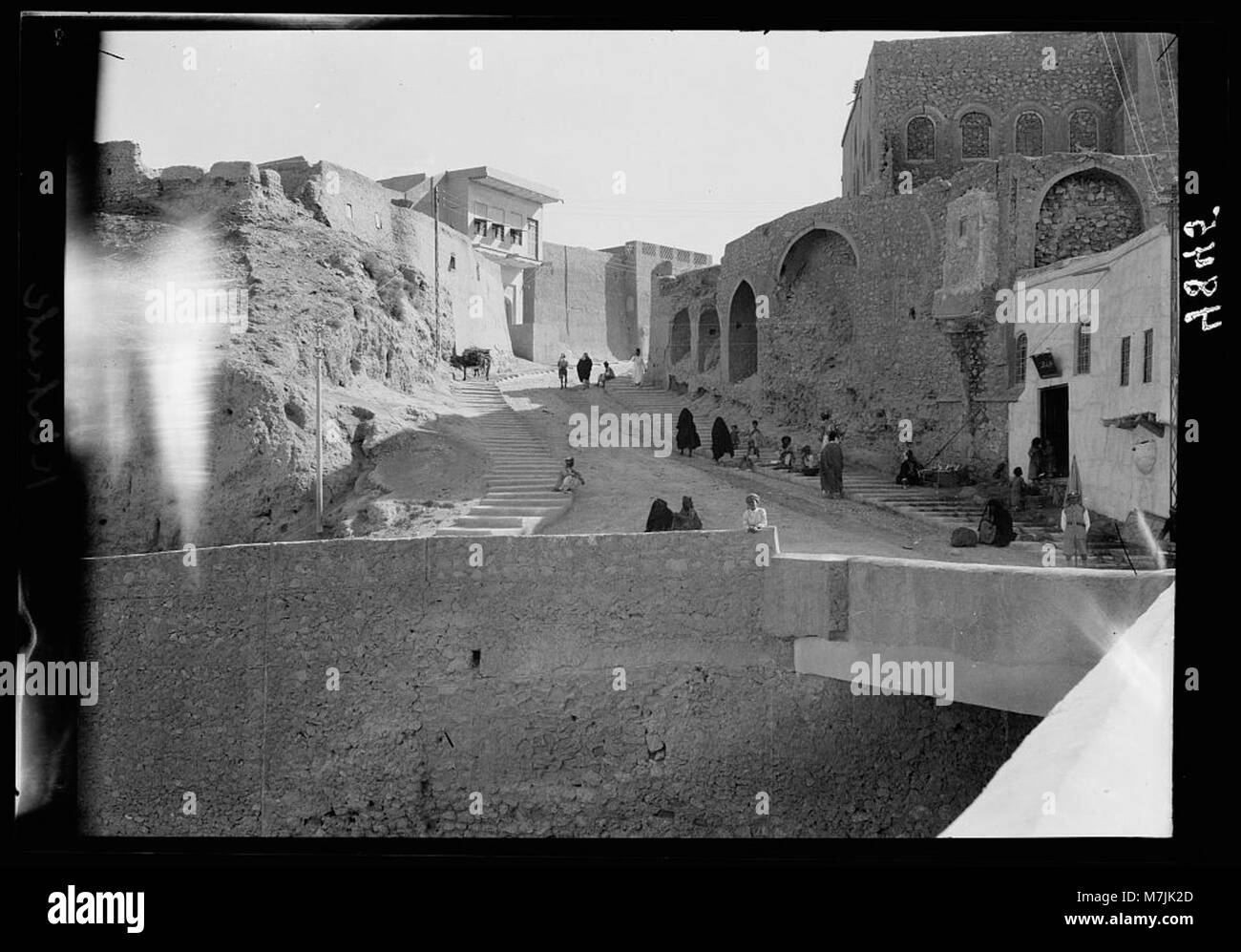 A street scene from the older part of Kirkuk, Iraq, showing traditional ...
