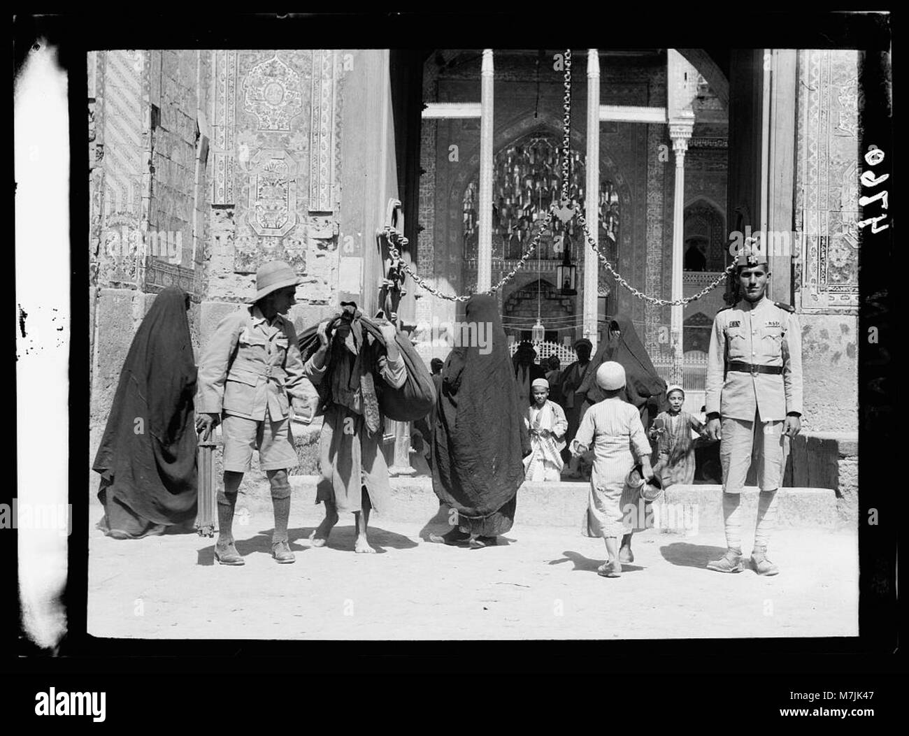 The entrance to the mosque in Nejaf, Iraq, a sacred Shiite Muslim city ...
