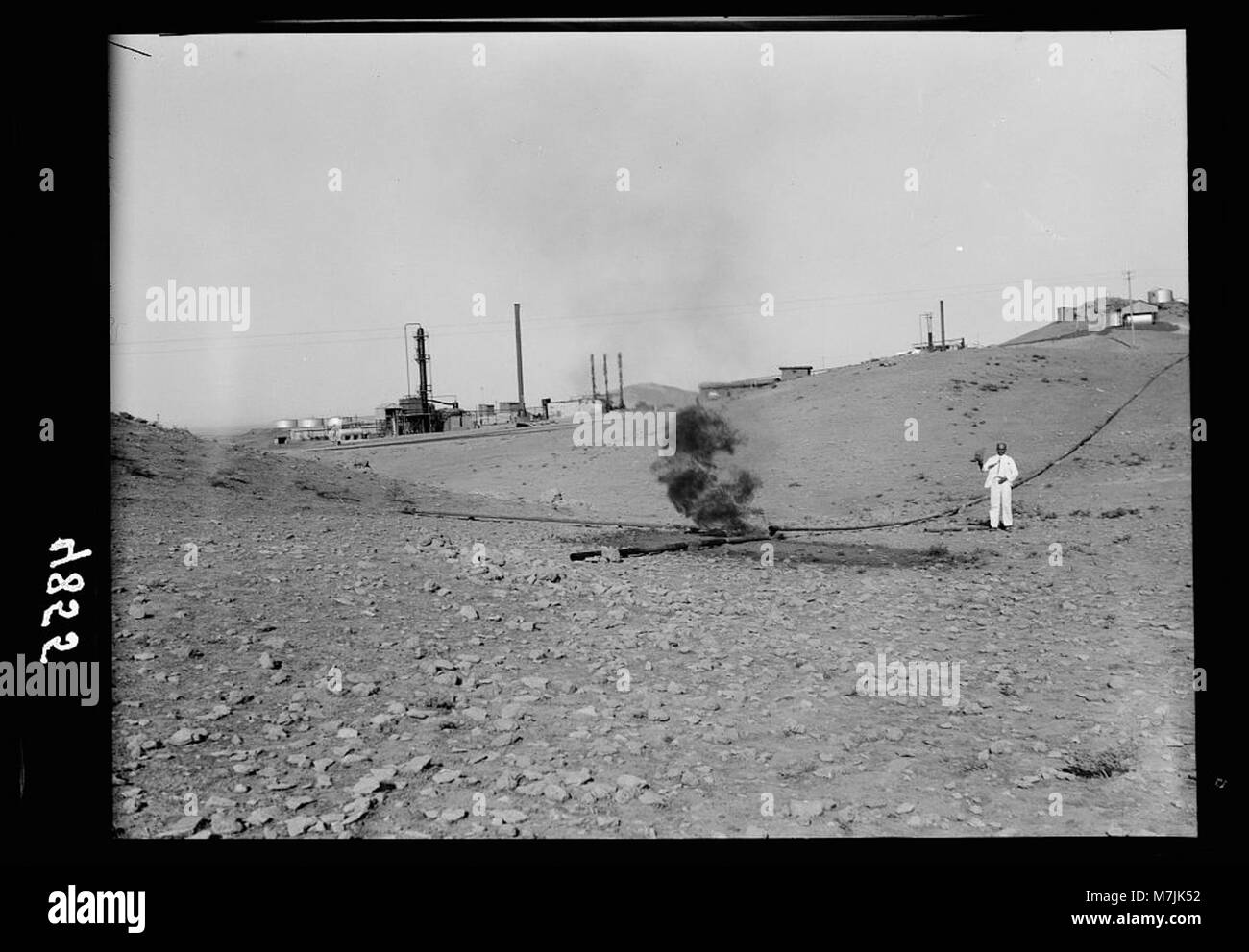 A photograph of oil wells and the Iraq Petroleum Company camp south of ...