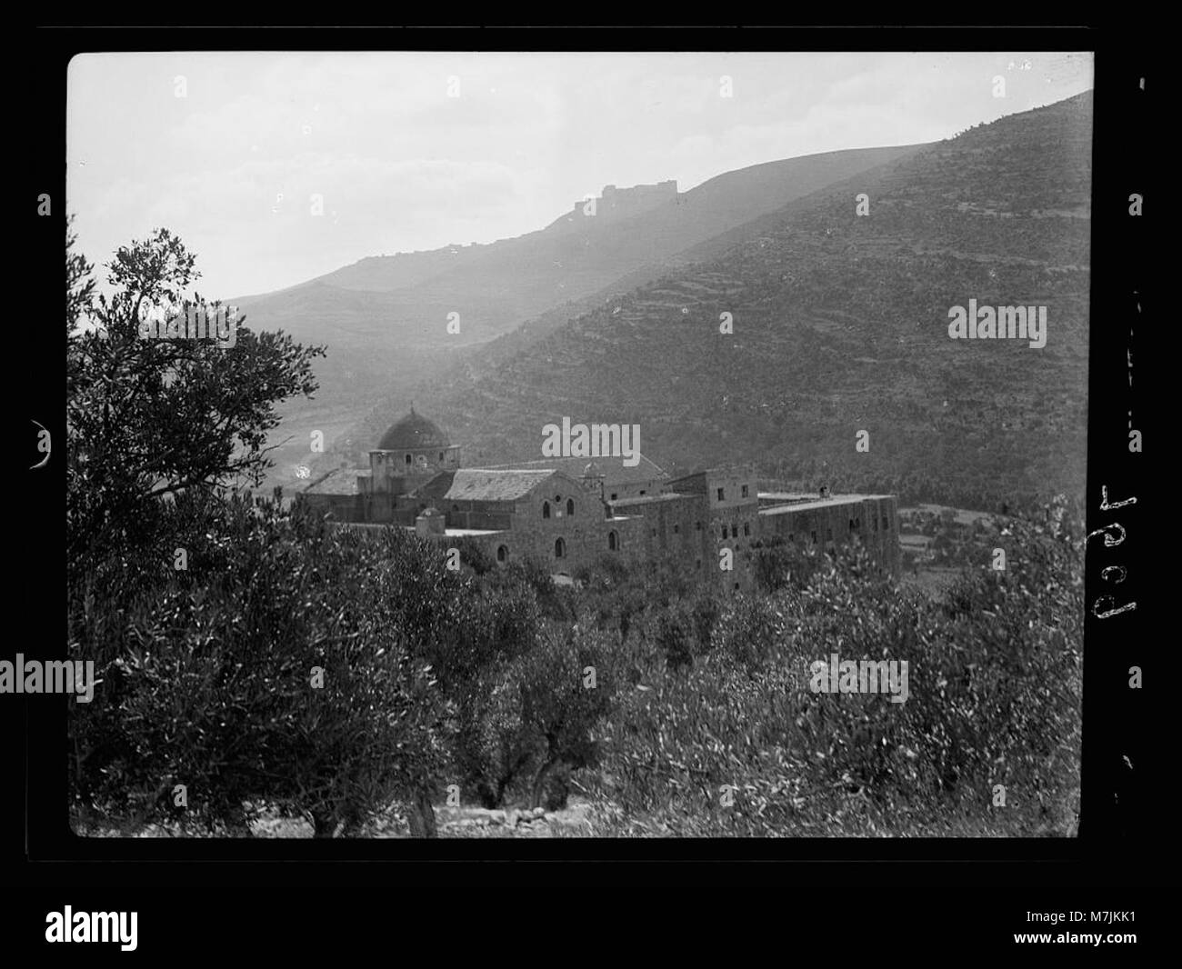A view of Krak des Chevaliers, a medieval castle in Syria, with the ...
