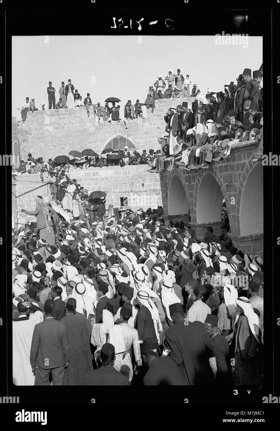 A 1937 photograph showing Neby Mousa (Nebi Musa) at a shrine in ...