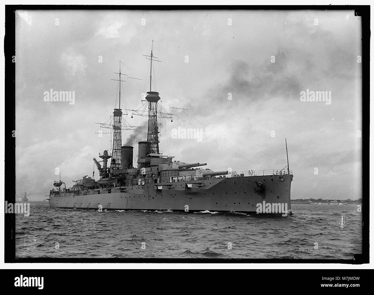 The USS Nevada, a U.S. Navy battleship, stationed in Hampton Roads. The ...