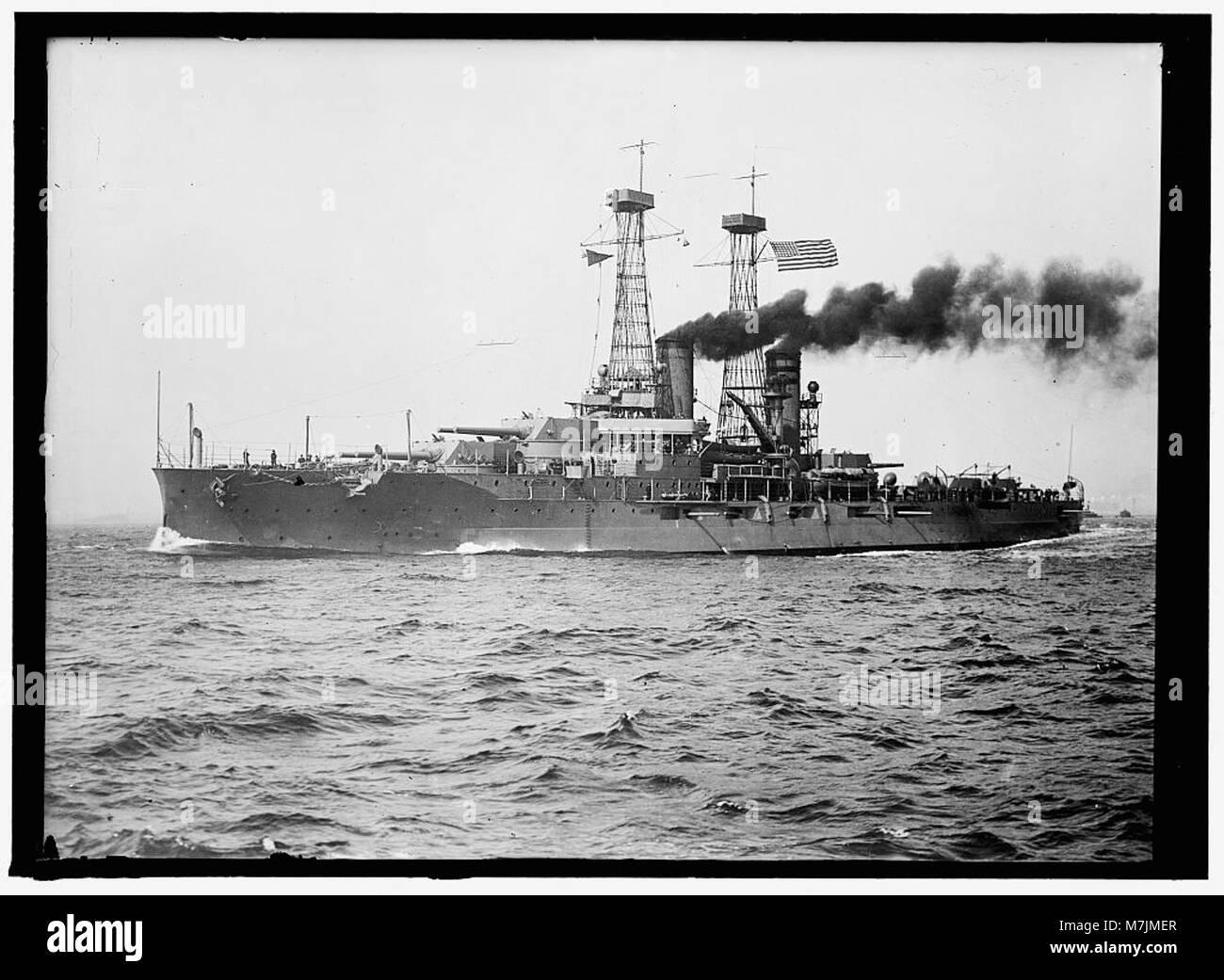 A photograph of the USS North Dakota, a battleship in the U.S. Navy ...