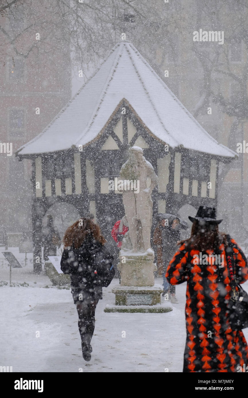 Soho Square in snow blizzard, London, United Kingdom Stock Photo - Alamy