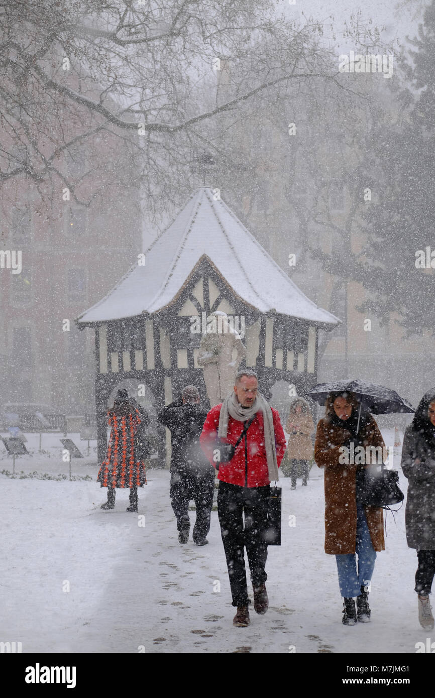 Soho Square in snow blizzard, London, United Kingdom Stock Photo - Alamy
