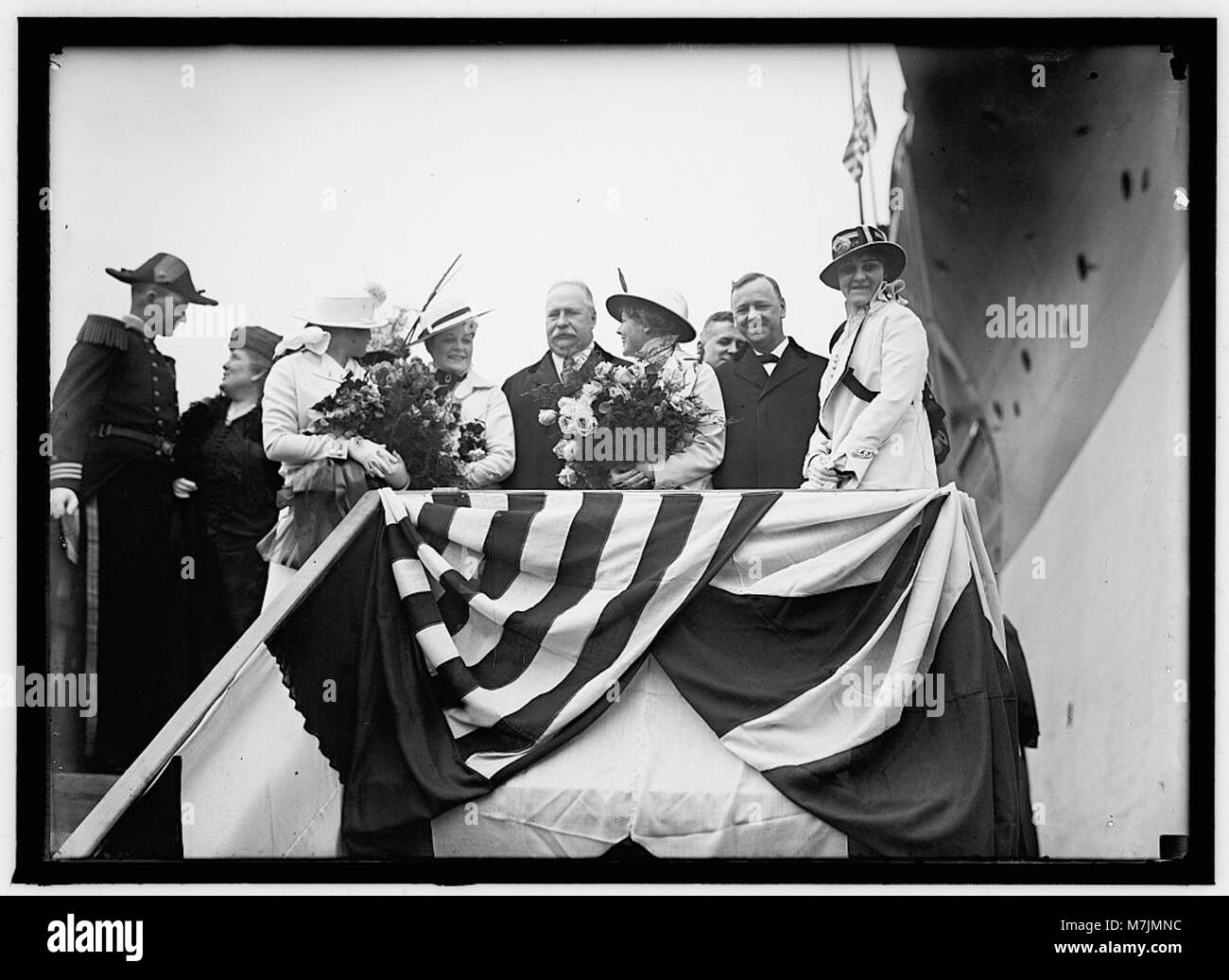 A photograph capturing the christening of the U.S.S. Pennsylvania at ...