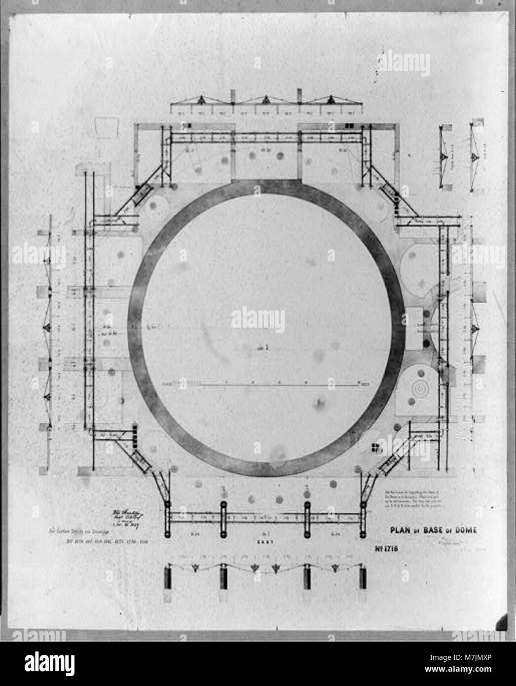 This is a technical drawing depicting the plan of the base of a dome ...