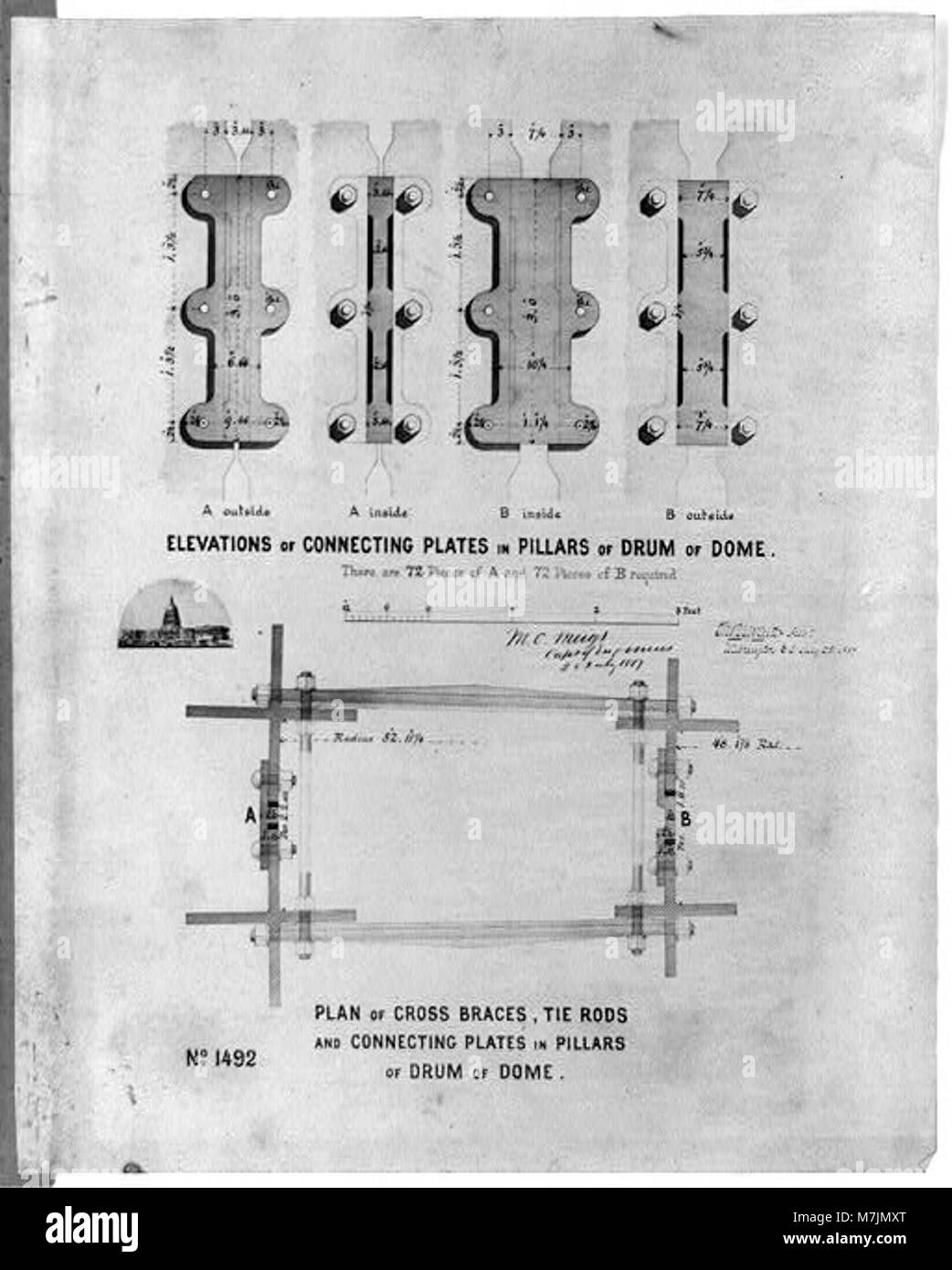 This technical drawing illustrates the structural elements of a dome ...