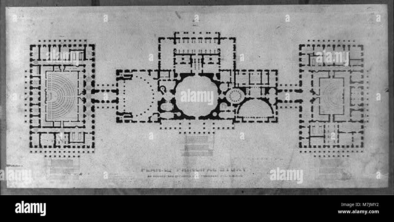 This architectural plan shows the layout of the principal story of a ...