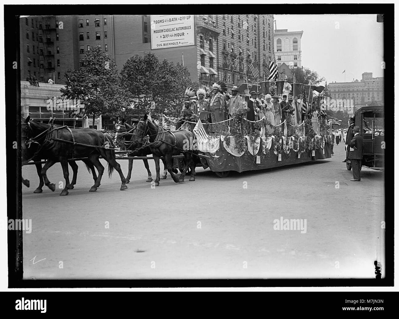 A float from the Preparedness Parade featuring Colonial and Indian ...