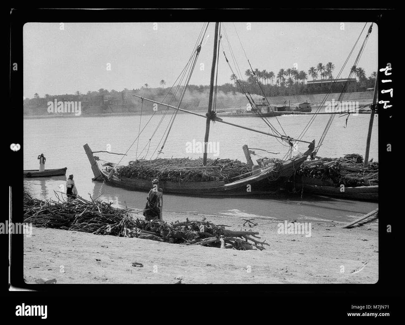 A photograph of river scenes on the Euphrates River near Hilla, Iraq ...
