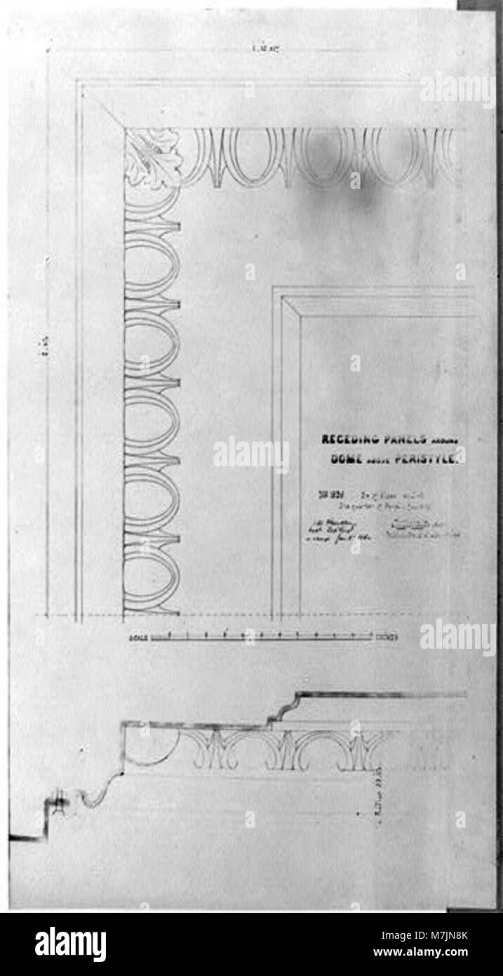 This image shows architectural features of a dome with receding panels ...