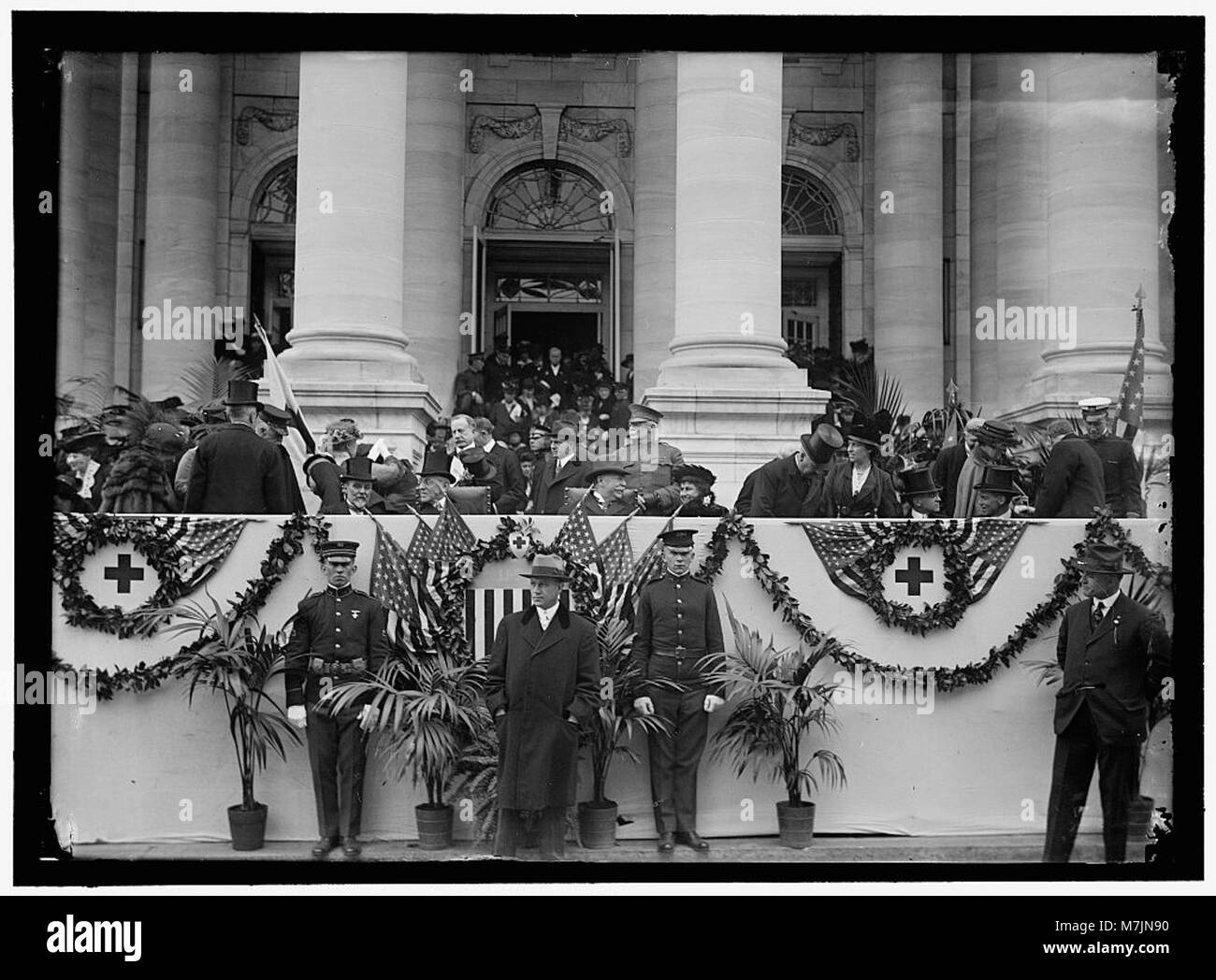 This photograph depicts the dedication of the American Red Cross ...