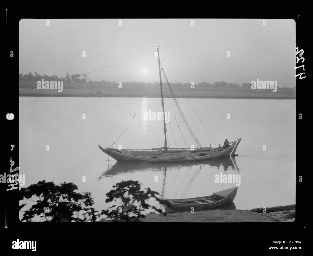 Iraq. River scenes on the Euphrates taken at Hilla. A sunset scene LOC ...