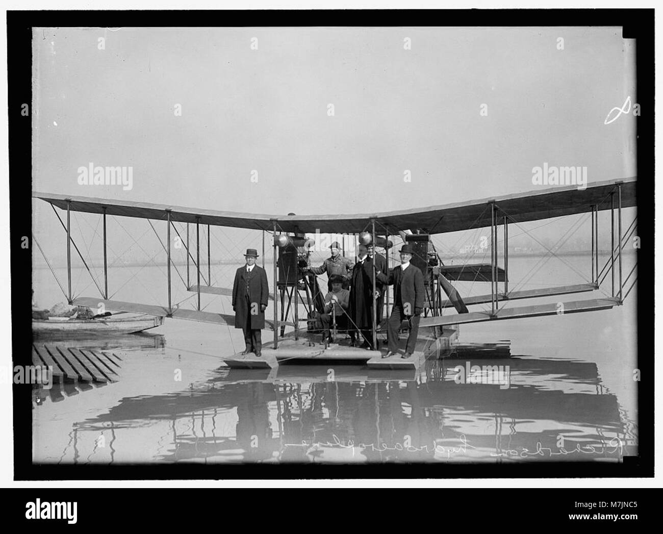 A photograph of the Richardson tandem biplane hydroplane on the Potomac ...