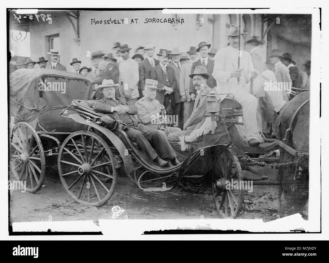 A historical photograph of Theodore Roosevelt at the Sorocabana, a ...