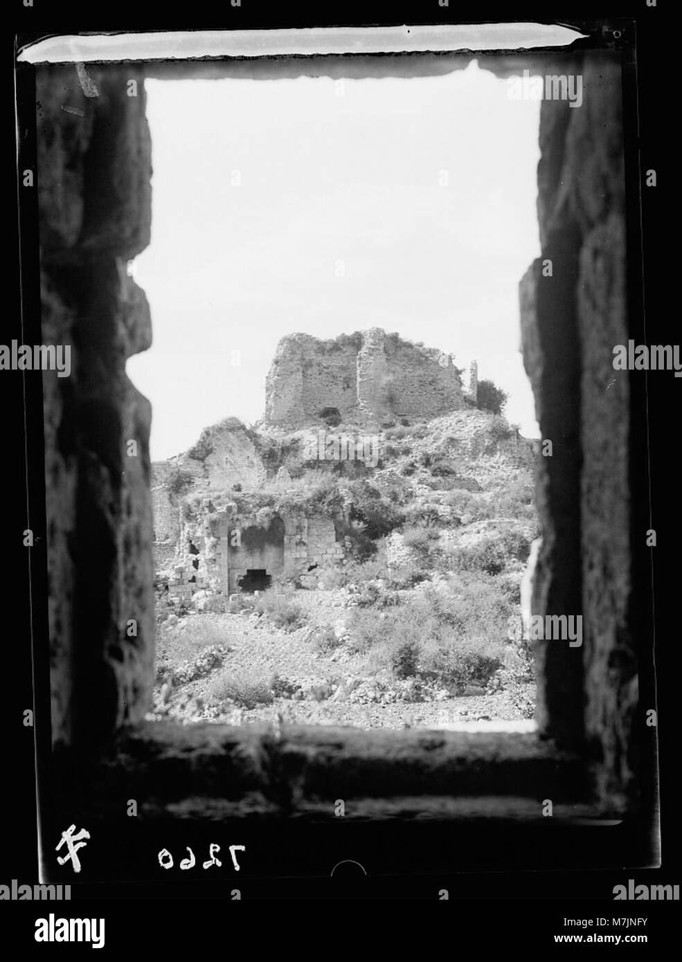 The innermost tower of Sahyun Castle, located in Syria. The castle is a ...