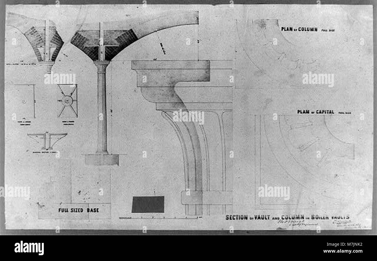 A detailed view of a section of vault and column in the boiler vaults ...
