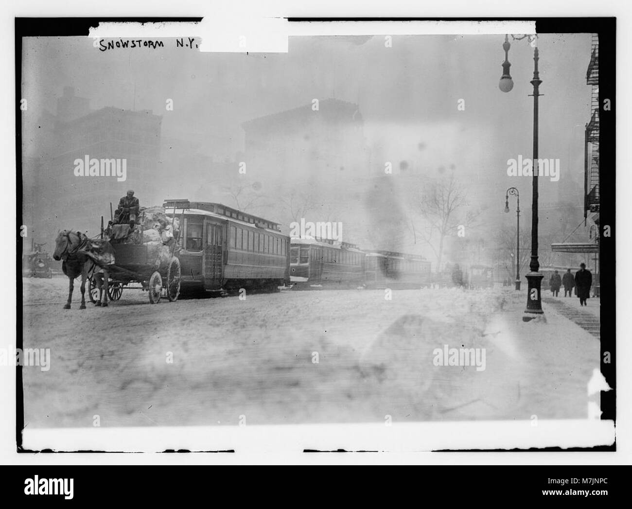 A snowstorm in New York City, captured in this historical photograph ...