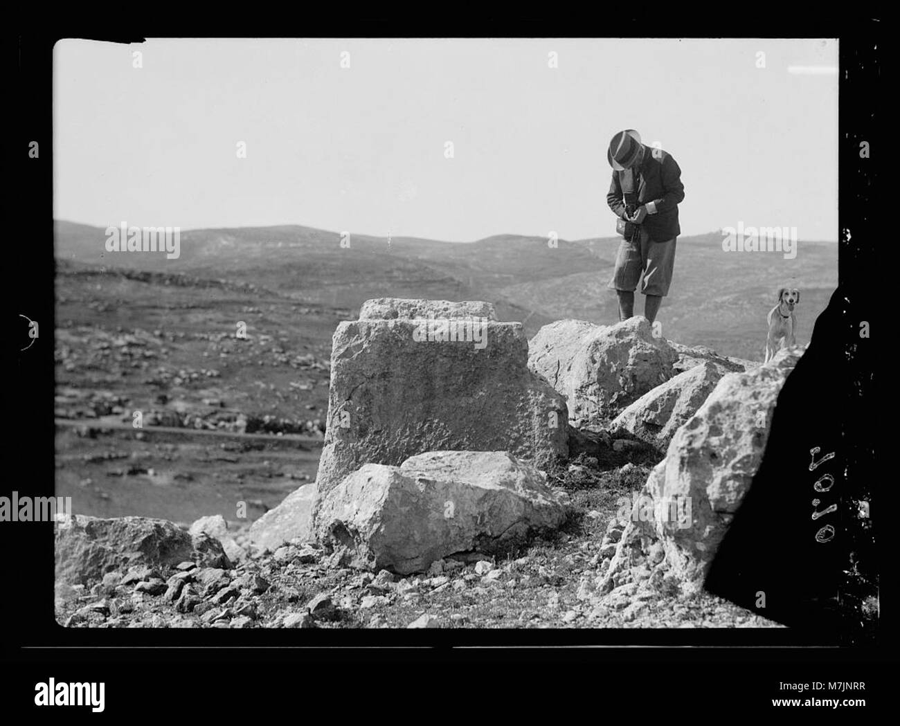 A photograph showing stone monuments along the road between Jerusalem ...