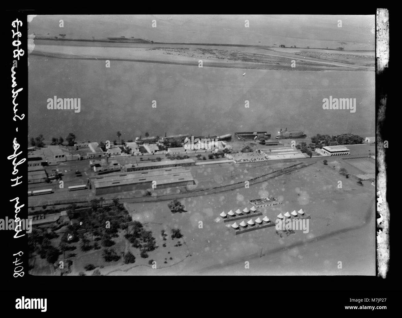 An aerial view of Wadi Halfa in Sudan, located near the Nile River. The ...