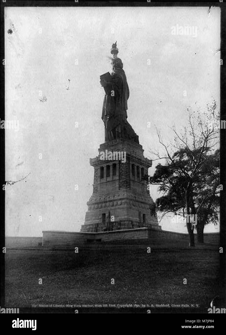 A view of the Statue of Liberty from the east, standing in New York ...